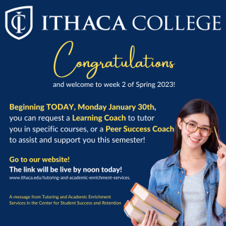Starting Today: Request a Learning Coach or Peer Success Coach! | Ithaca College
